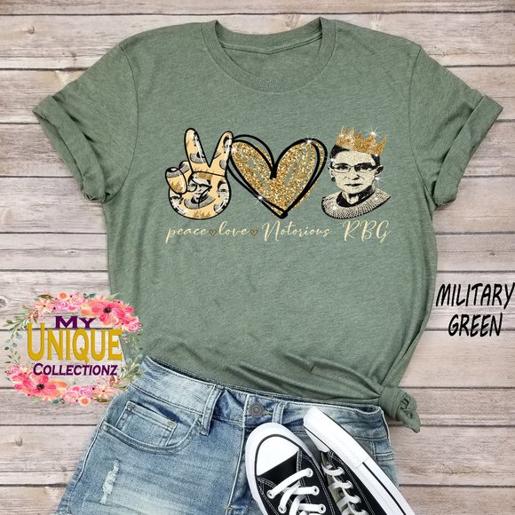 Bella Canvas | Tops | Peace Love Notorious Rbg Shirtruth Bader Ginsburg ...